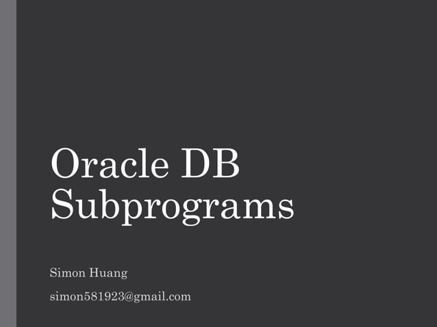 Oracle db subprograms | PDF