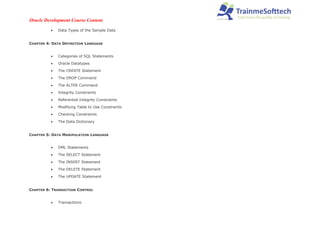 Oracle developer course content - Trainmesofttech | PPT