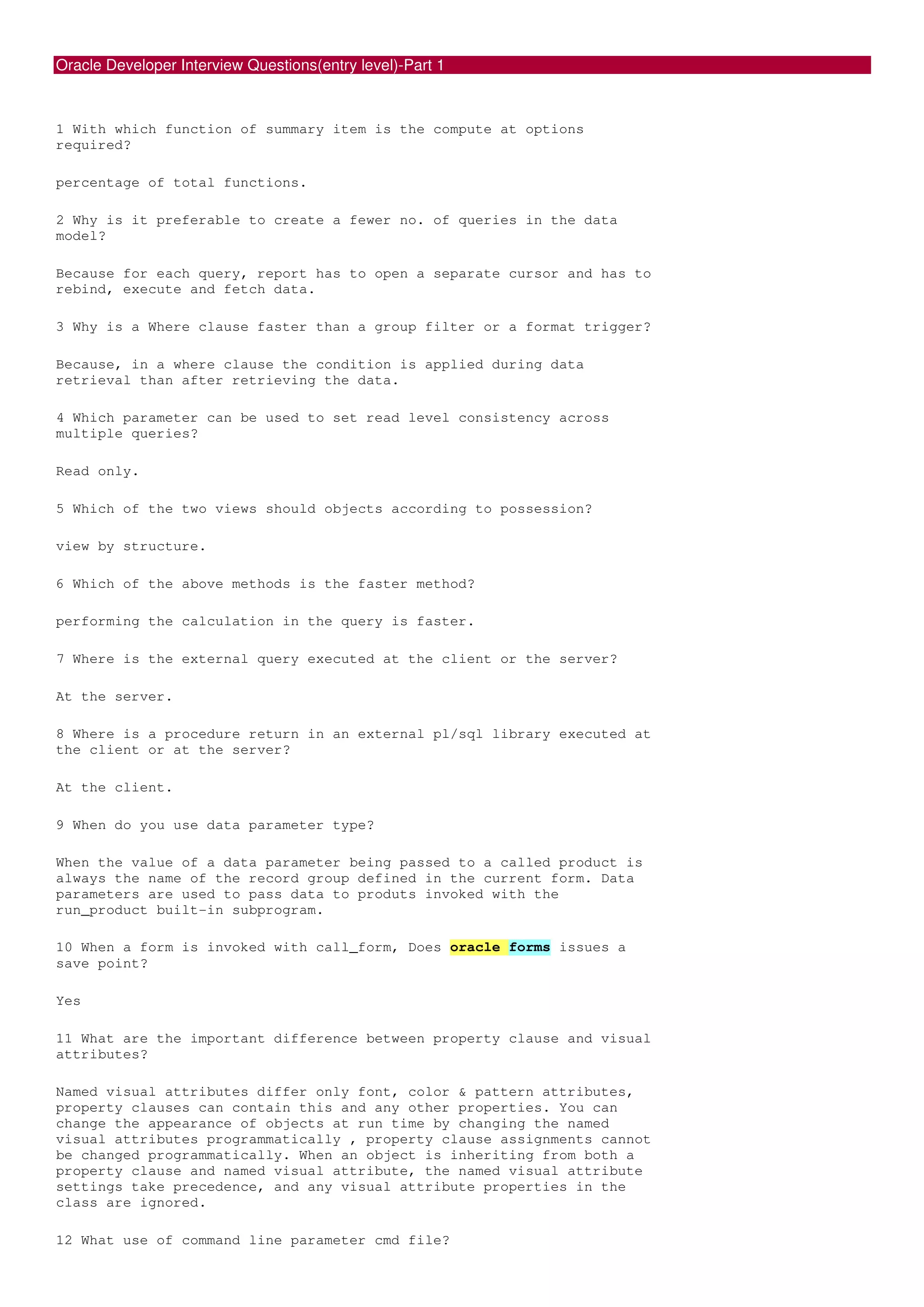 Oracle Developer Interview Questionsentry Level Pdf