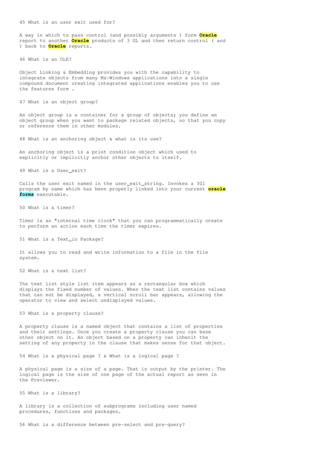 Oracle developer interview questions(entry level) | PDF
