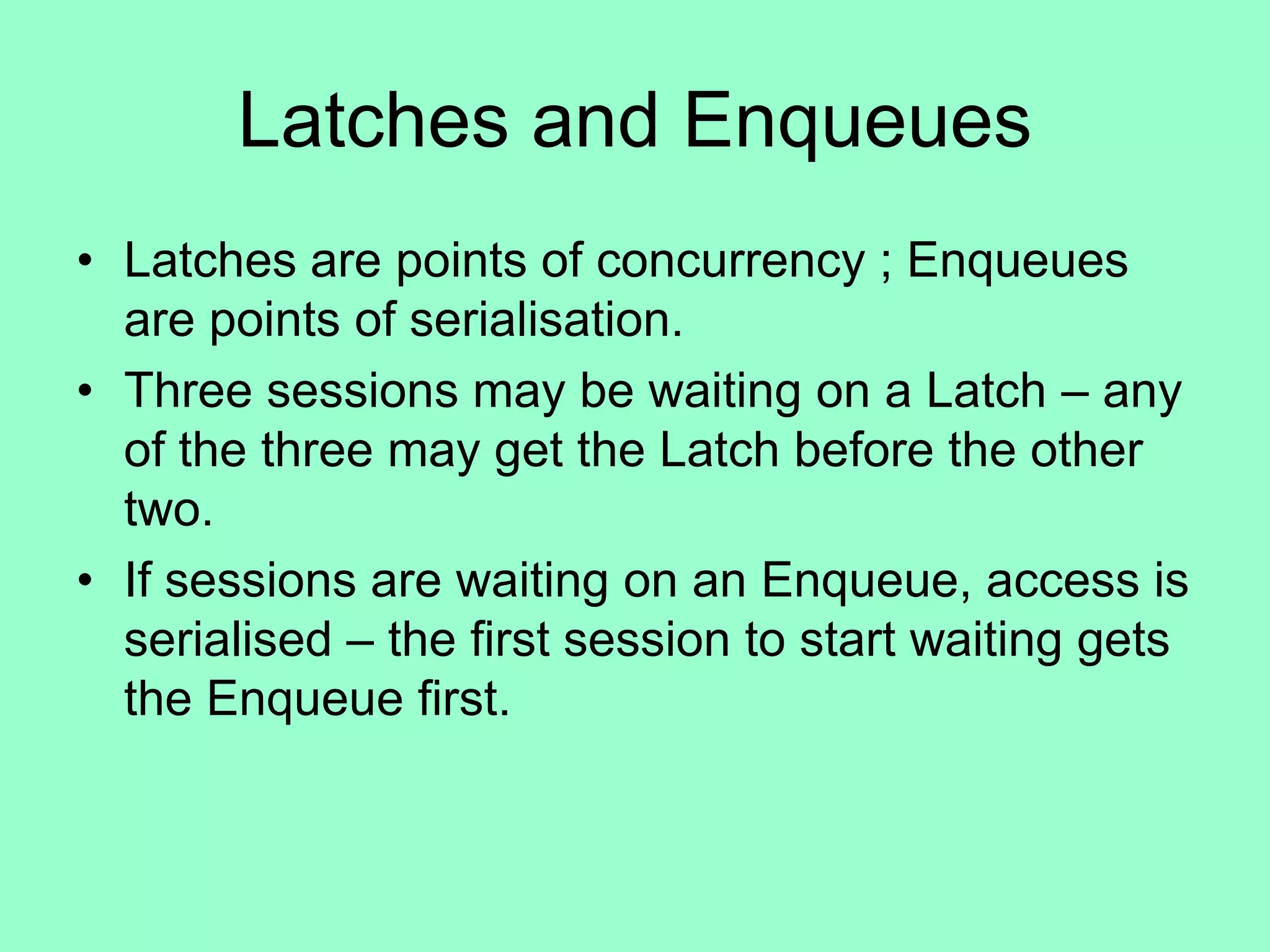 Oracle Diagnostics : Latches and Enqueues | PDF | Databases | Computer Software and Applications