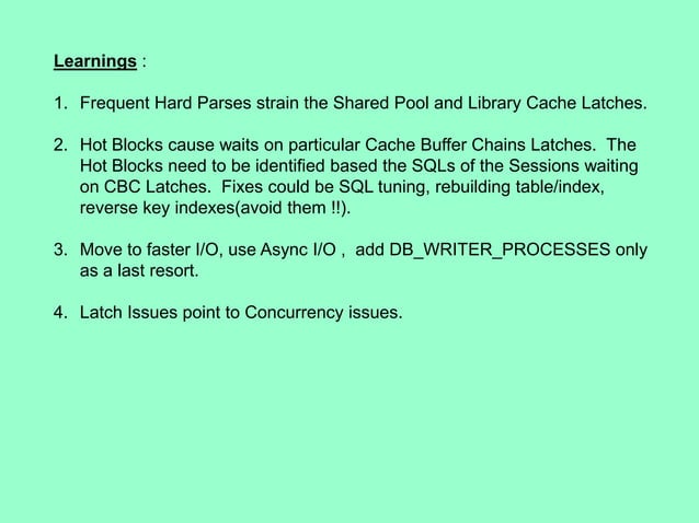 Oracle Diagnostics : Latches and Enqueues | PDF | Databases | Computer Software and Applications