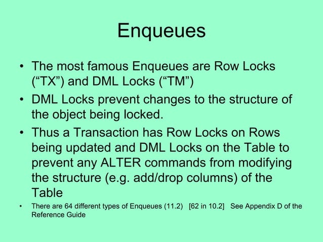 Oracle Diagnostics : Latches and Enqueues | PDF | Databases | Computer Software and Applications