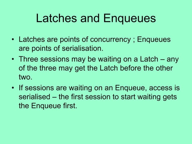 Oracle Diagnostics : Latches and Enqueues | PDF | Databases | Computer Software and Applications
