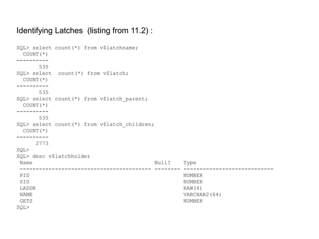 Oracle Diagnostics : Latches and Enqueues | PDF | Databases | Computer Software and Applications