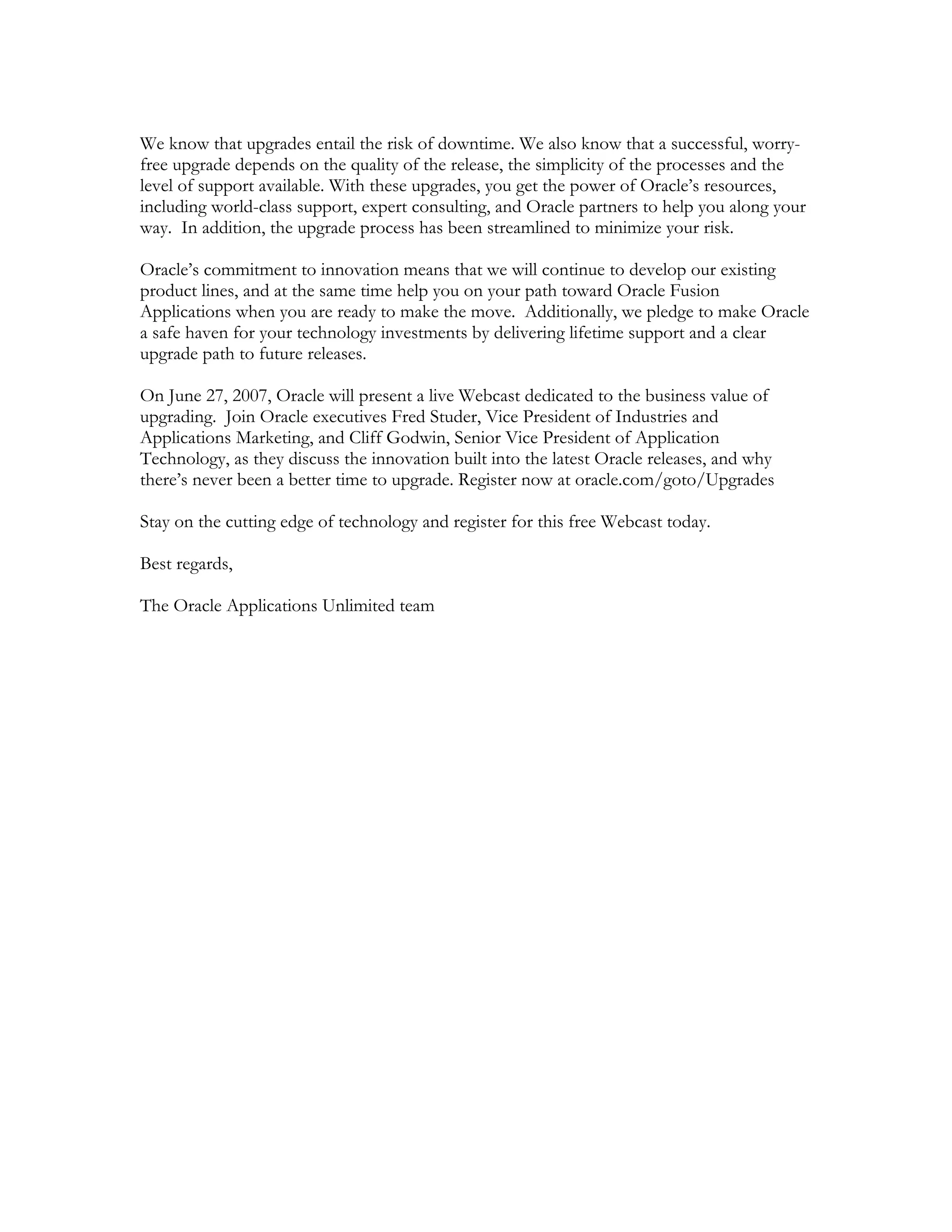 Oracle Direct Mail Letter 2007 | PDF