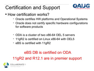 Running E-Business Suite Database on Oracle Database Appliance | PDF