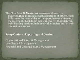 Oracle eam online training in USA | PPT