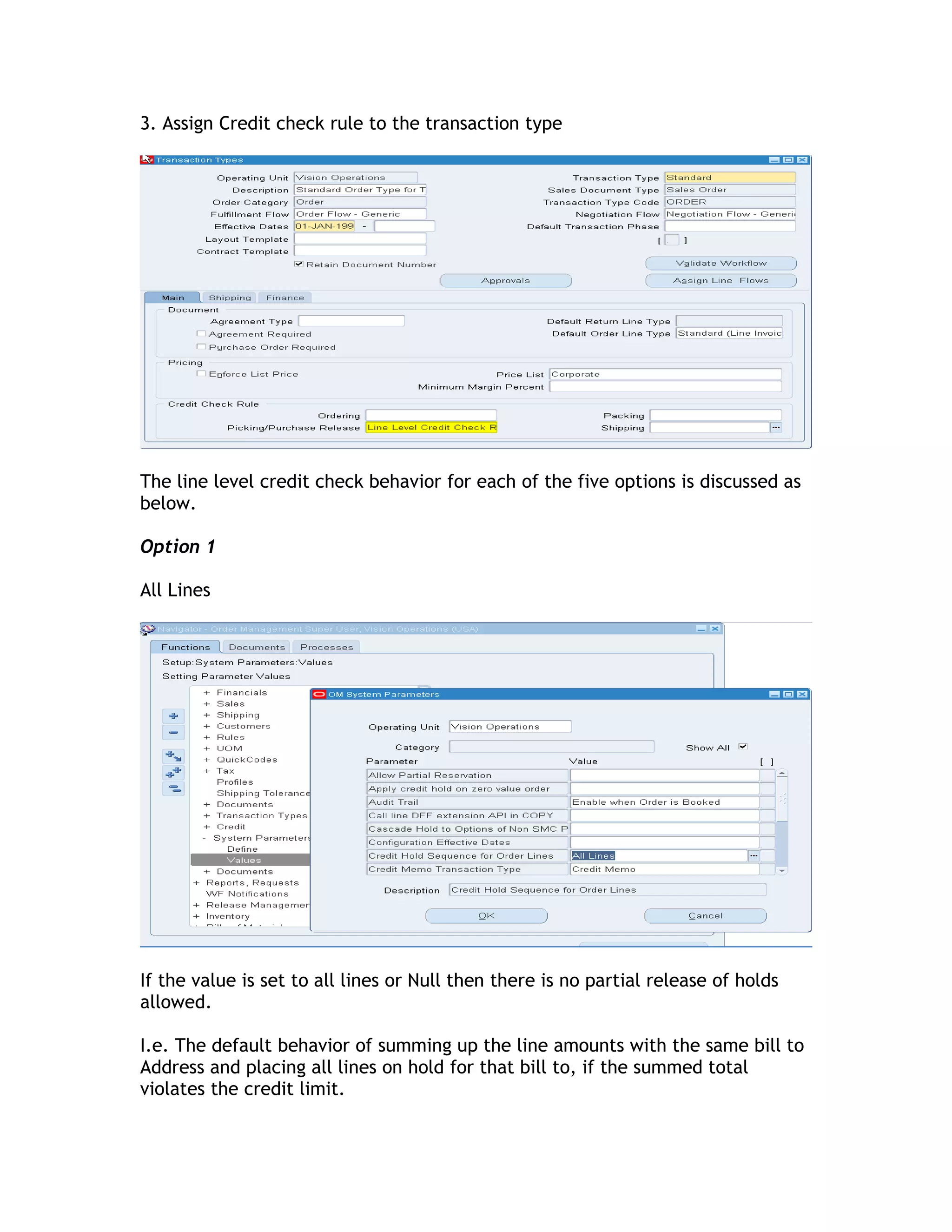Oracle Order Management - Line Level Credit Check | DOC