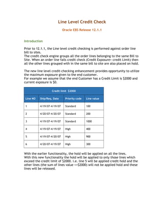Oracle Order Management - Line Level Credit Check | DOC