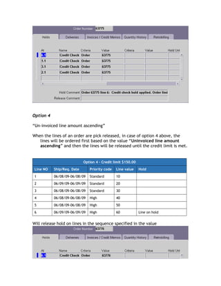 Oracle Order Management - Line Level Credit Check | DOC