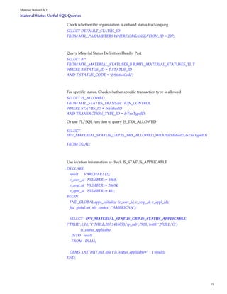 Oracle EBS Material Status FAQ(Pan Tian) | DOC