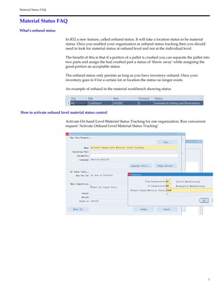 Oracle EBS Material Status FAQ(Pan Tian) | DOC