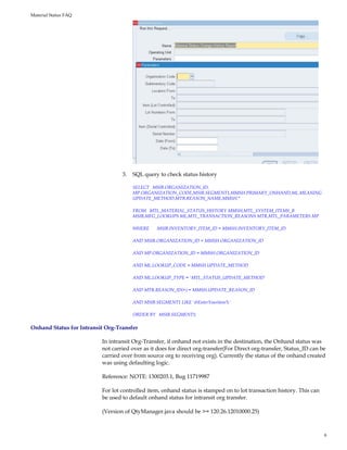 Oracle EBS Material Status FAQ(Pan Tian) | DOC