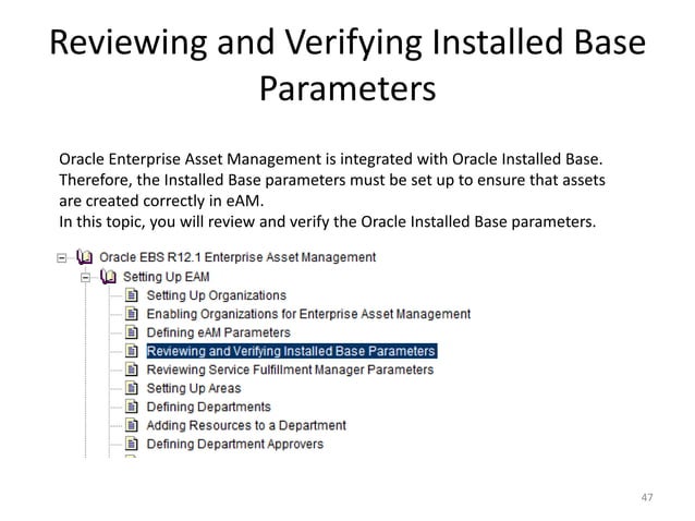 Oracle ebs r12 eam module-upk | PPTX | Business | Business and Finance