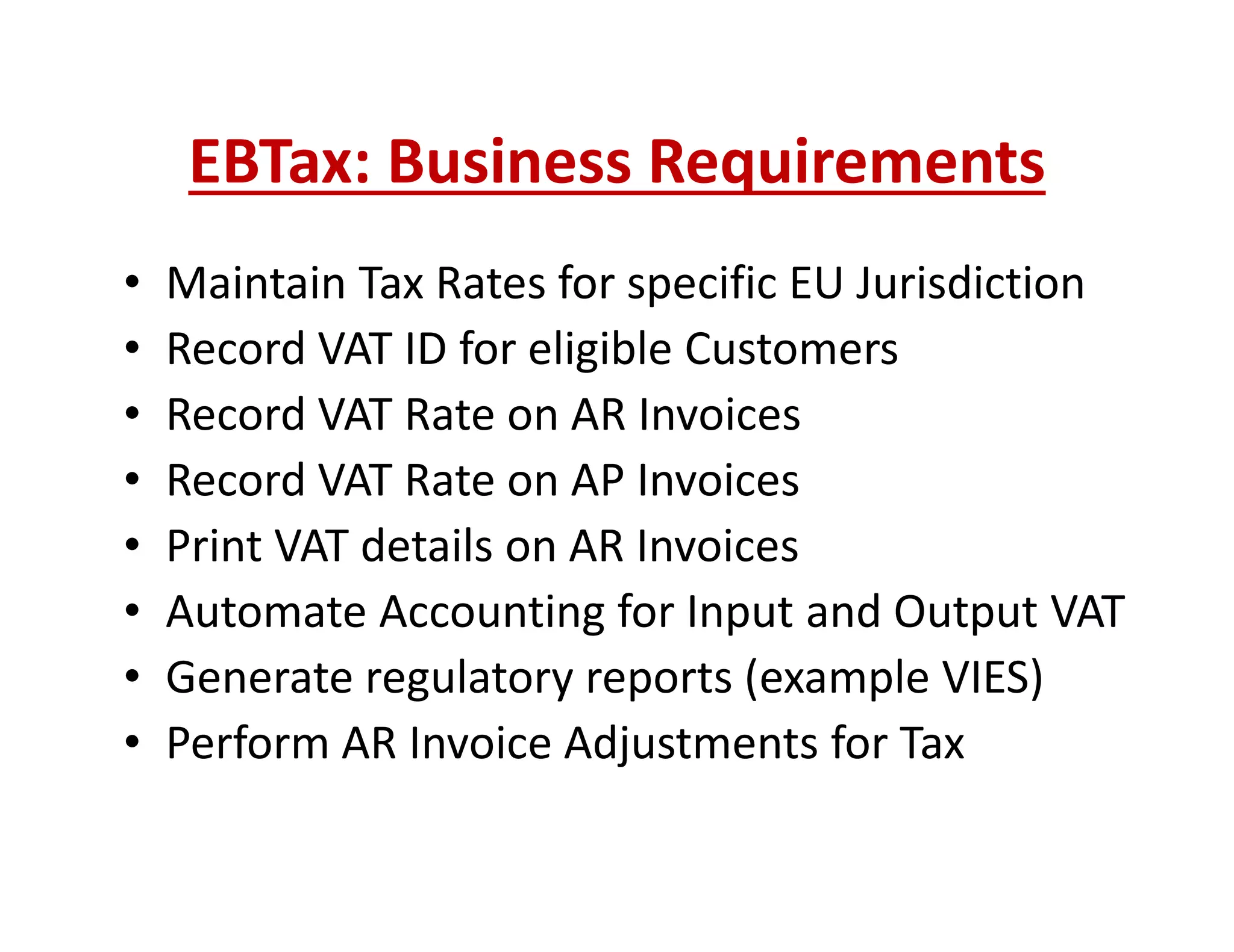 EBTax Implementation Case | PDF