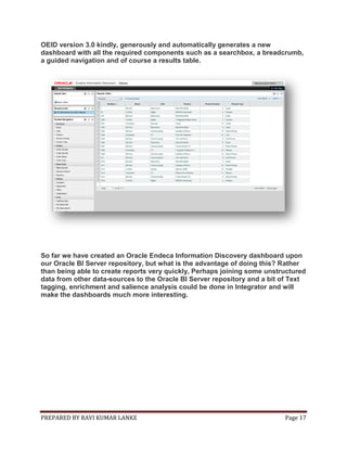 Oracle endeca information discovery v3.0 integration with the obiee 11g bi server | PDF