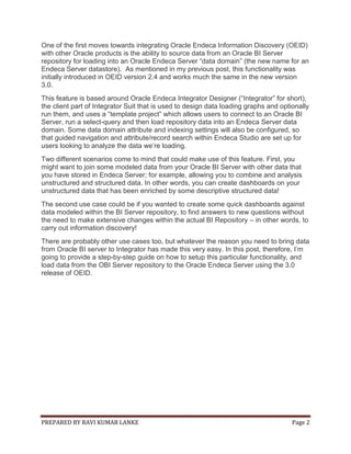 Oracle endeca information discovery v3.0 integration with the obiee 11g bi server | PDF