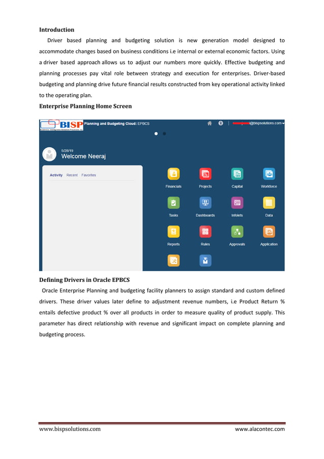 Oracle enteprise pbcs drivers and assumptions | PDF