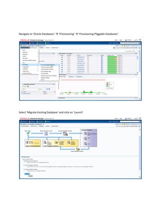 Oracle enterprise manager 12c migrate to pluggable database | PDF