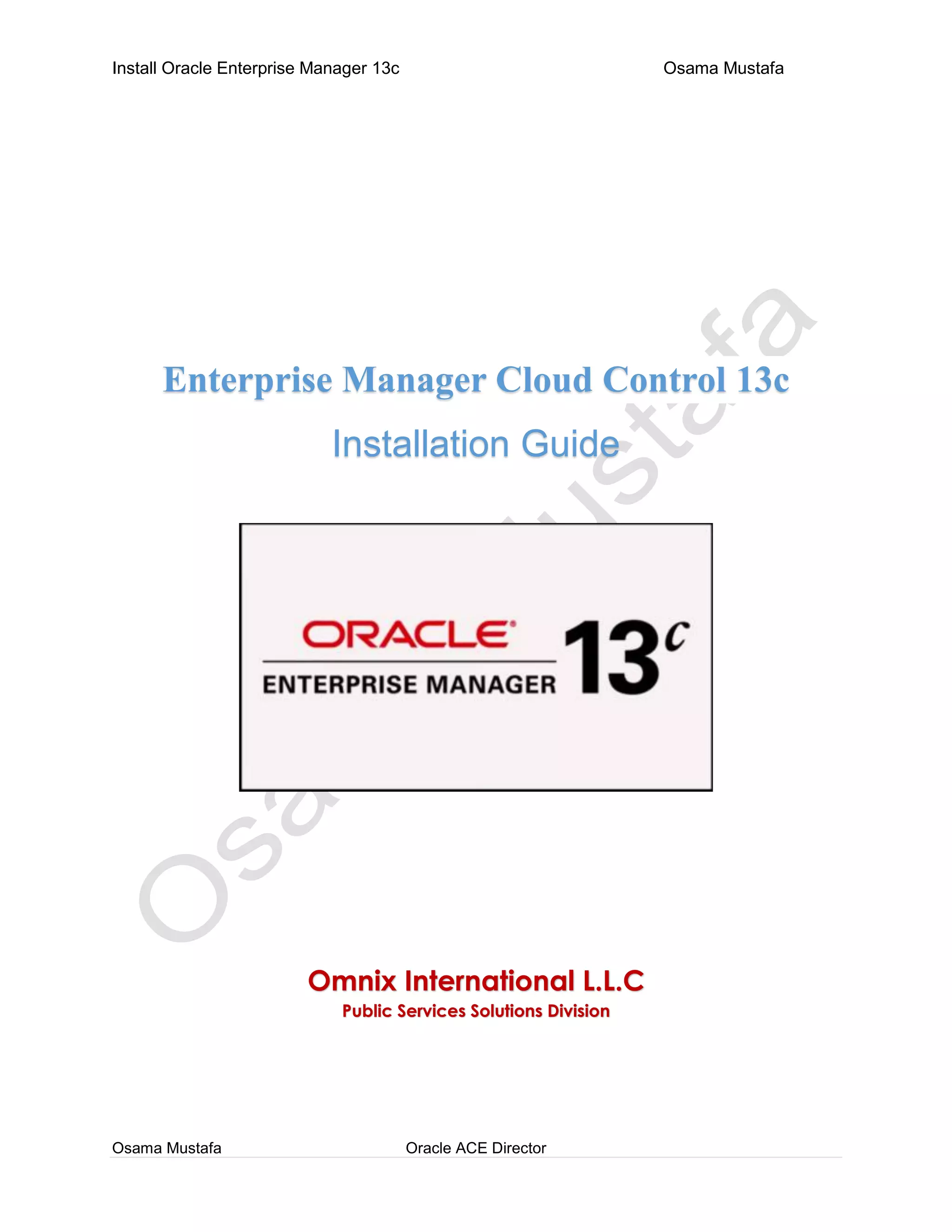 Oracle Enterprise Manager 13c Installation | PDF