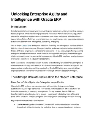 Unlocking Enterprise Agility and Intelligence with Oracle ERP | PDF