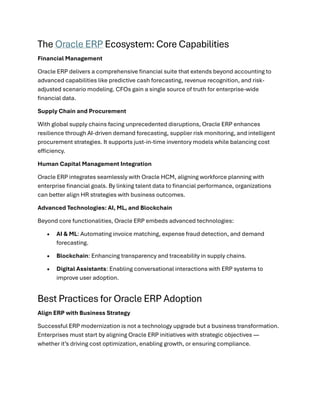Unlocking Enterprise Agility and Intelligence with Oracle ERP | PDF