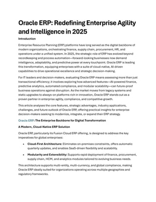 Oracle ERP: Redefining Enterprise Agility and Intelligence in 2025 | PDF
