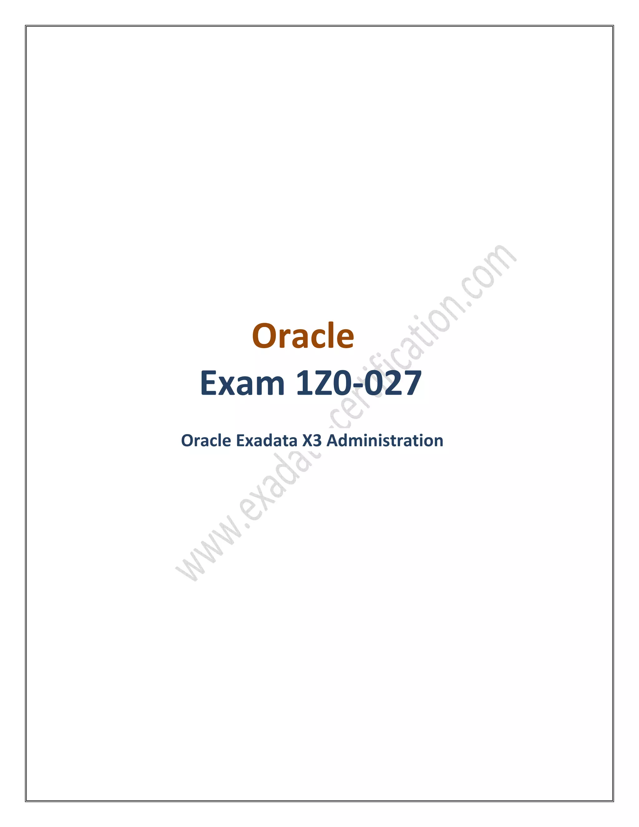 Oracle Exadata Exam Dump Pdf