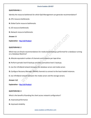 Oracle Exadata Exam Dump | PDF