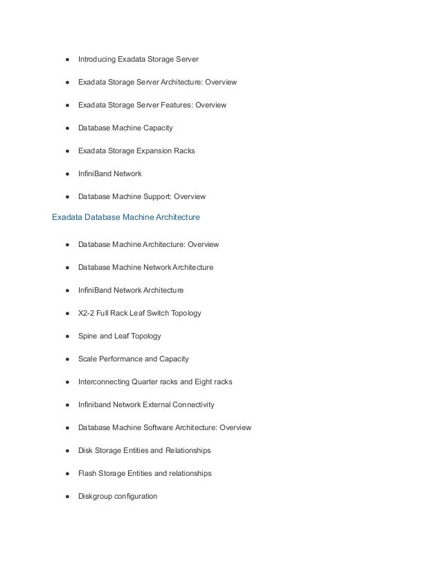 Oracle Exadata Training Pdf