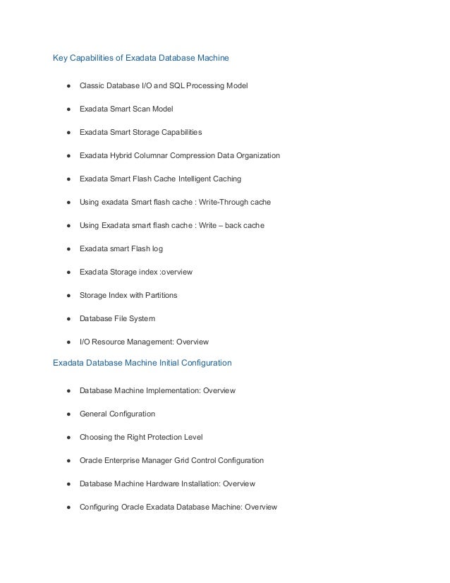 Oracle Exadata Training Pdf