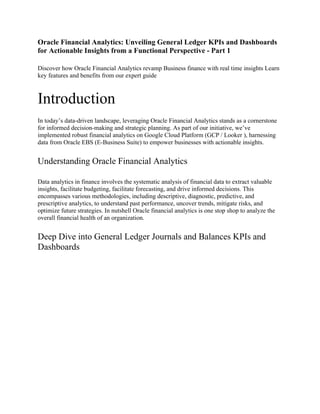 Oracle Financial Analytics: Unveiling General Ledger KPIs and Dashboards for Actionable Insights ...