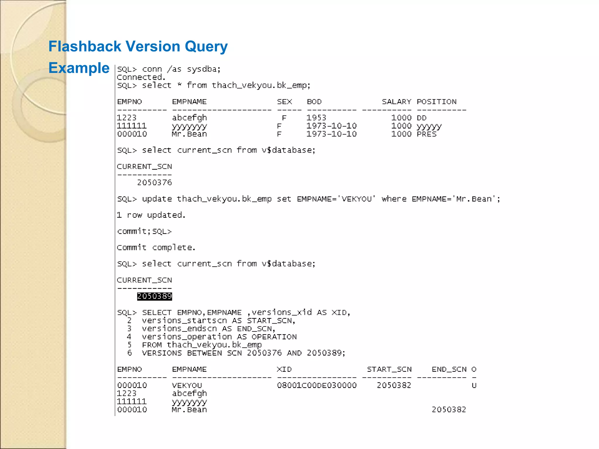 Oracle flashback | PPTX