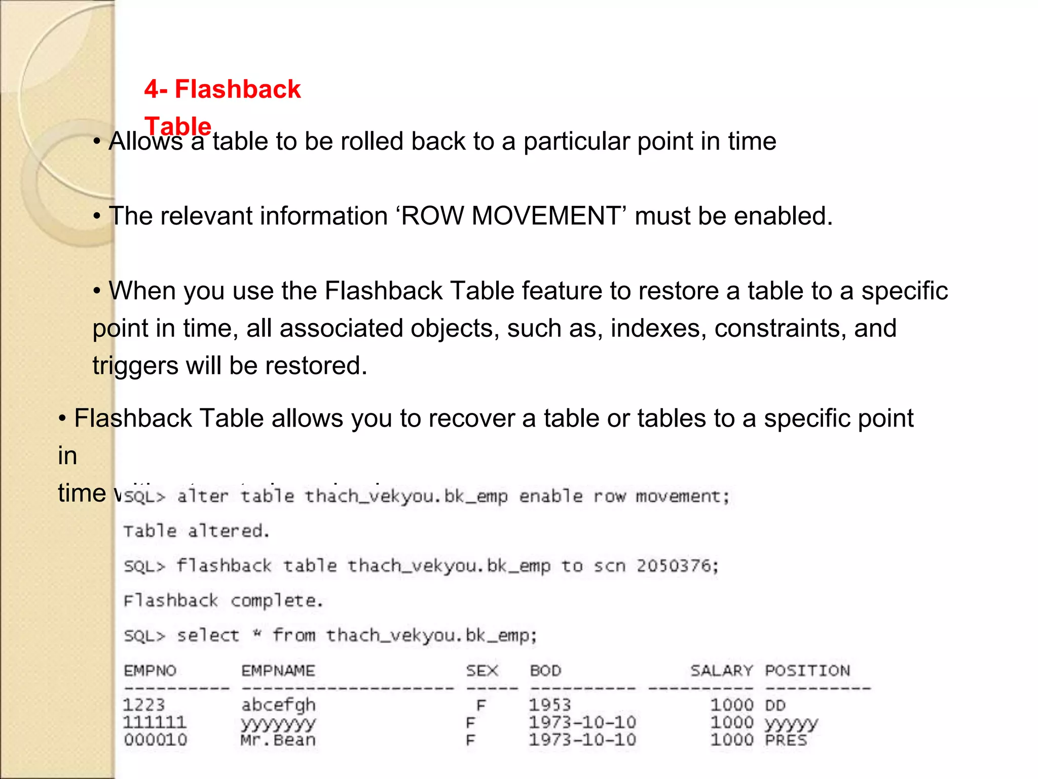 Oracle flashback | PPTX