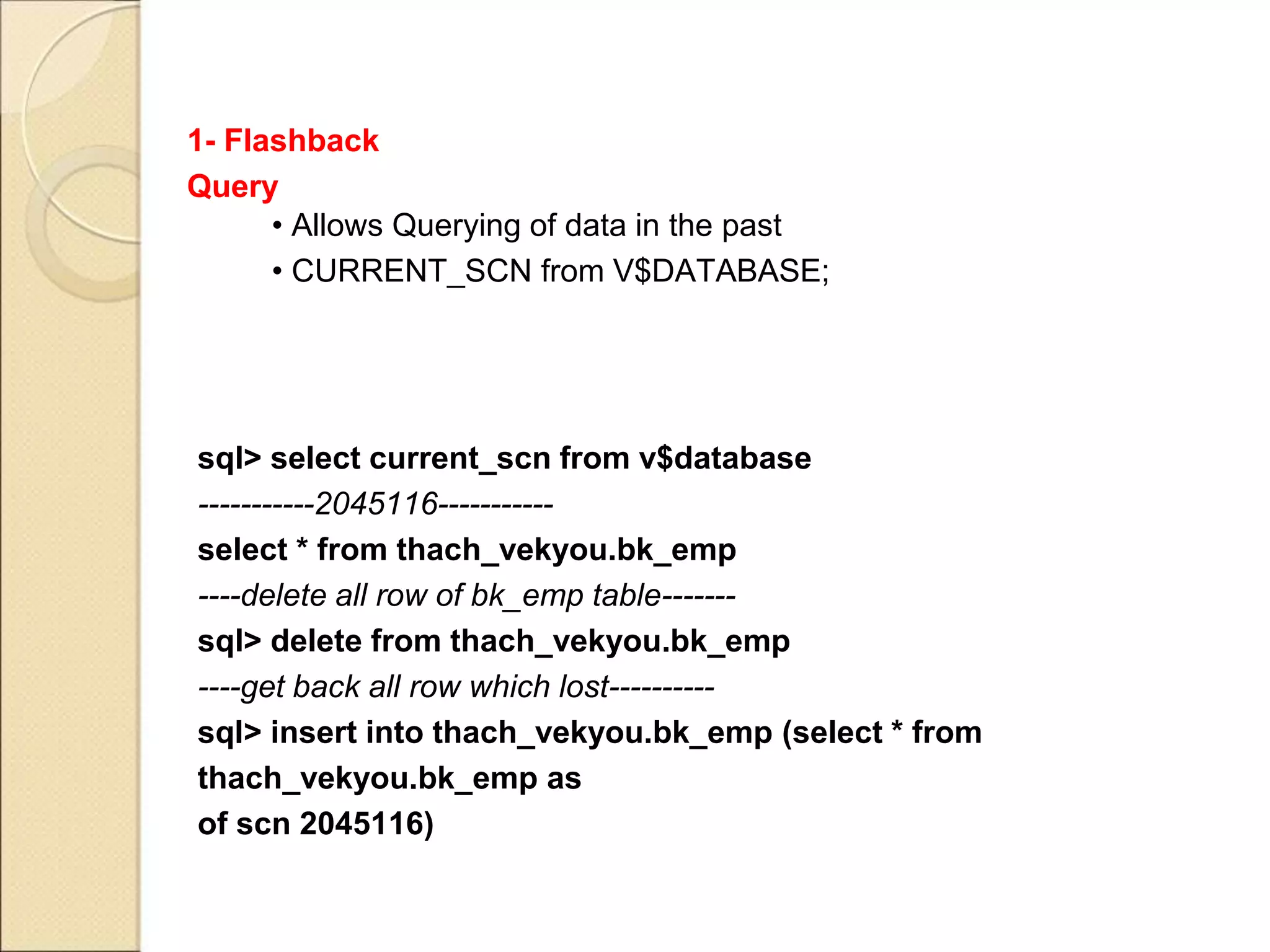 Oracle flashback | PPTX