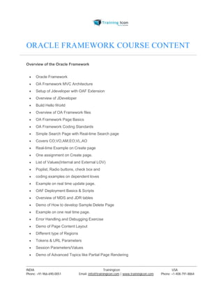 ORACLE FRAMEWORK ONLINE TRAINING | PDF