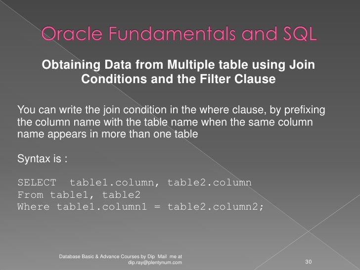 Oracle fundamentals and sql