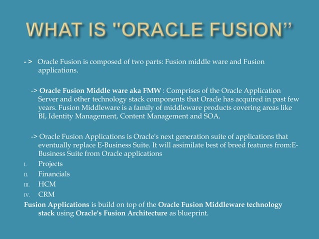 Oracle Fusion Architecture | PPTX | Business Utilities | Business