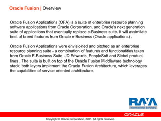 Oracle Fusion & Cloud Applications Overview | PPT