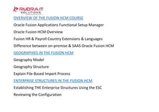 Oracle Fusion HCM Online Training | PDF