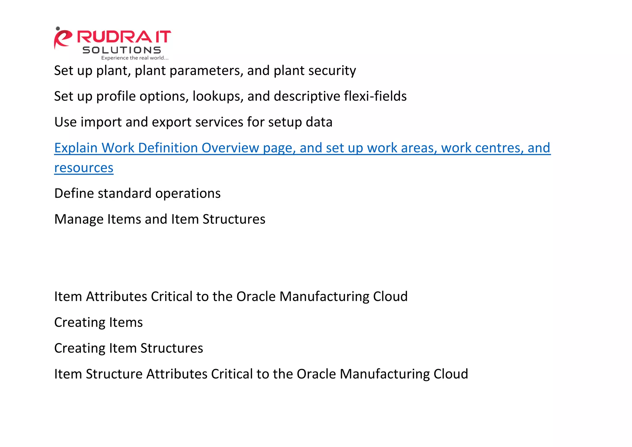 Oracle Fusion Manufacturing Cloud Online Trainining | PDF