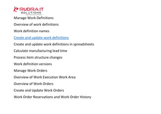 Oracle Fusion Manufacturing Cloud Online Trainining | PDF