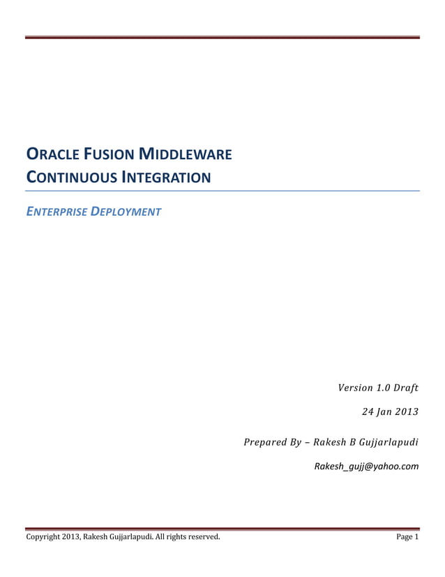 Oracle fusionmiddlewarecontinuosintegration slideshare_v1 | PDF