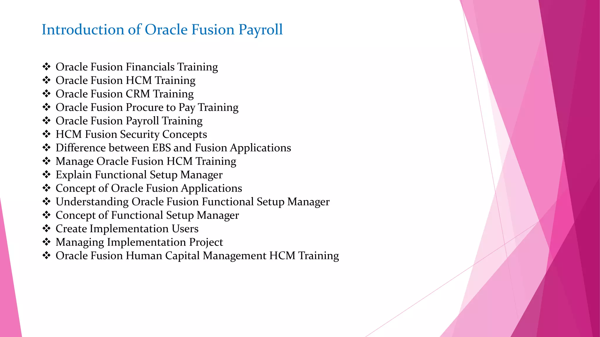 Oracle fusion payroll online training | PPTX