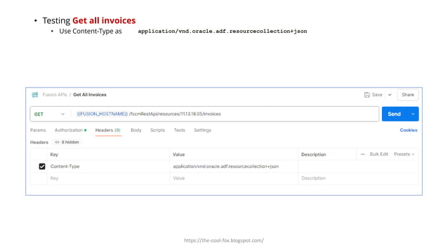 Oracle Fusion REST APIs with Get Invoice API example | PDF