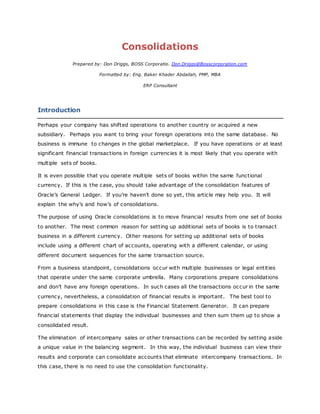 Oracle gl consolidations | DOCX | Business Accounting & Finance | Business