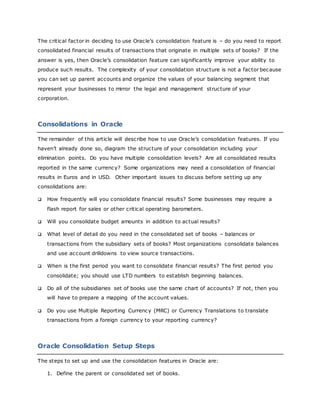 Oracle gl consolidations | DOCX | Business Accounting & Finance | Business