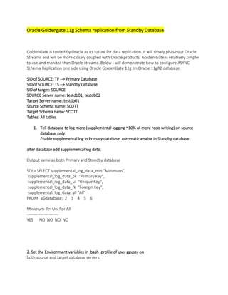 Oracle goldengate 11g schema replication from standby database | PDF | Databases | Computer ...