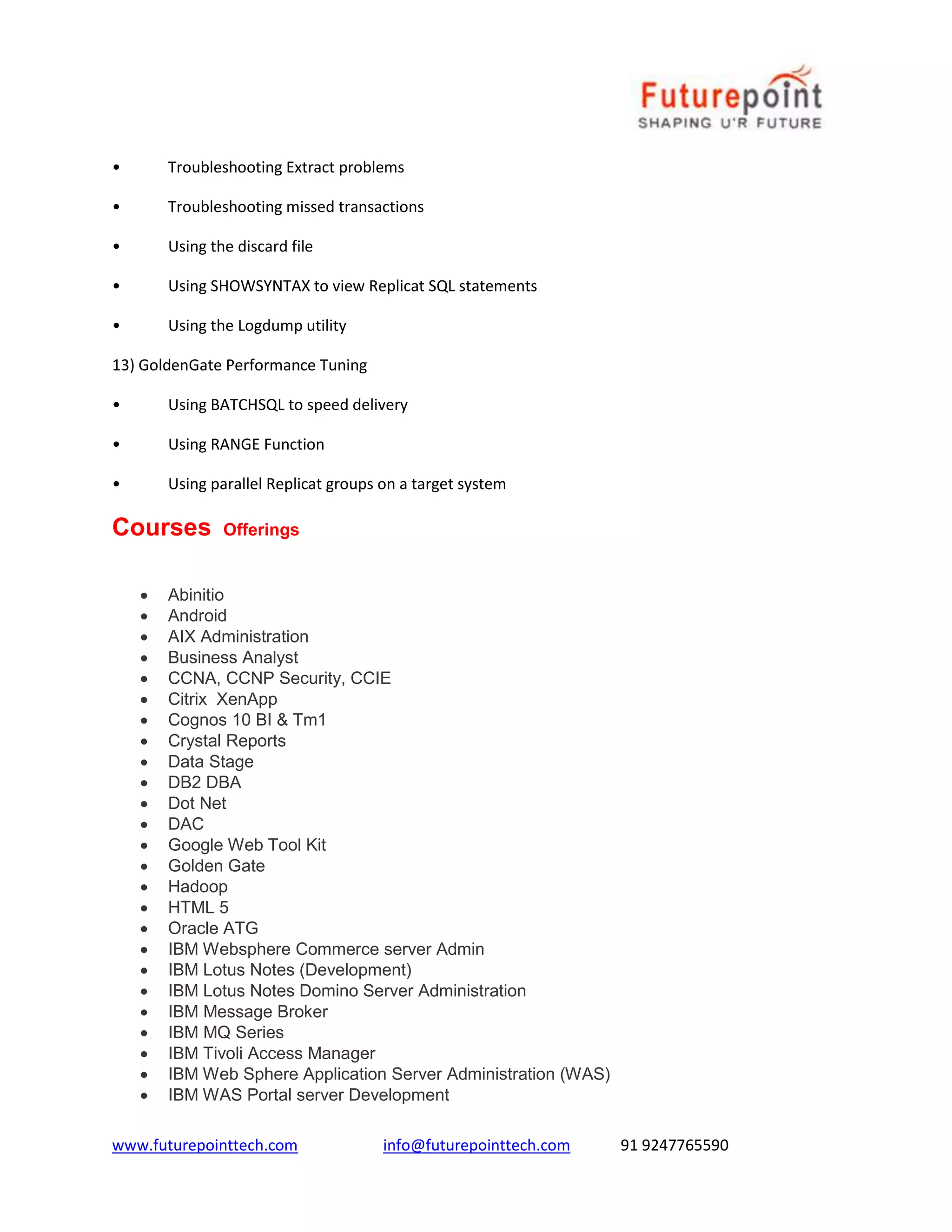 Oracle golden gate training | DOCX